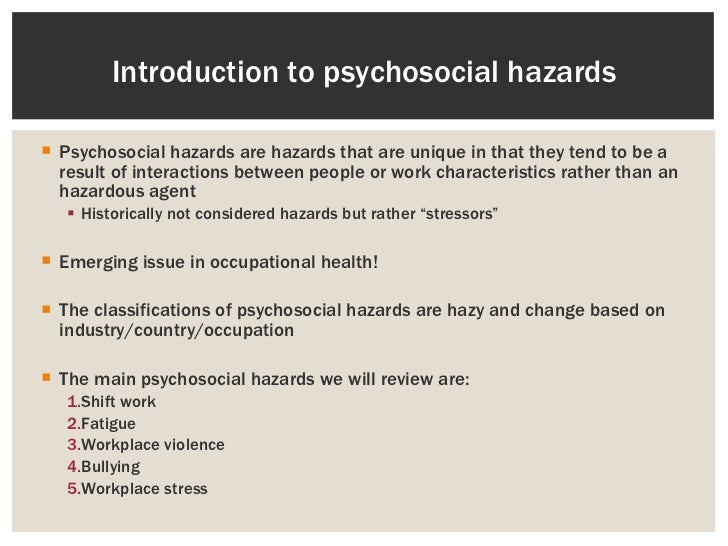 Psychological Hazards Examples