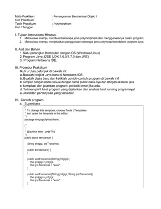Unit 6 polymorphism | PDF