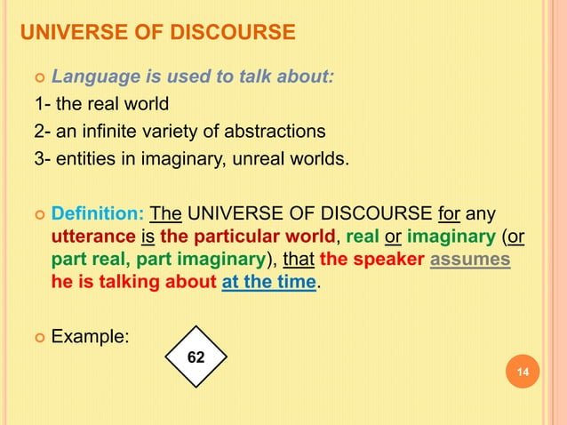 Unit 6 - Predicates, Referring Expressions, and Universe of Discourse ...
