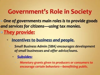 Unit 6 - Role of Government In Business - Notesdes | PPTX