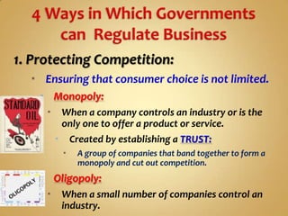 Unit 6 - Role of Government In Business - Notesdes | PPTX