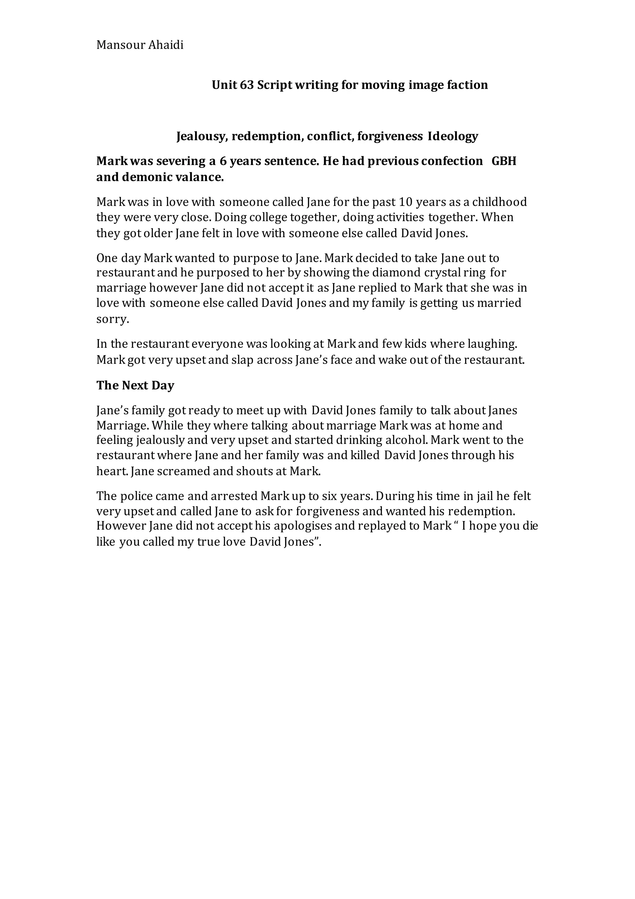 Unit 63 script writing for moving image faction | PDF