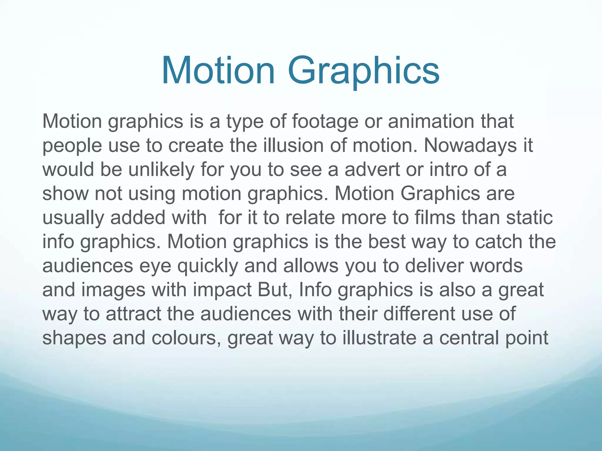 Unit 64 motion graphics | PPTX | Computer Animation | Computer Software and Applications