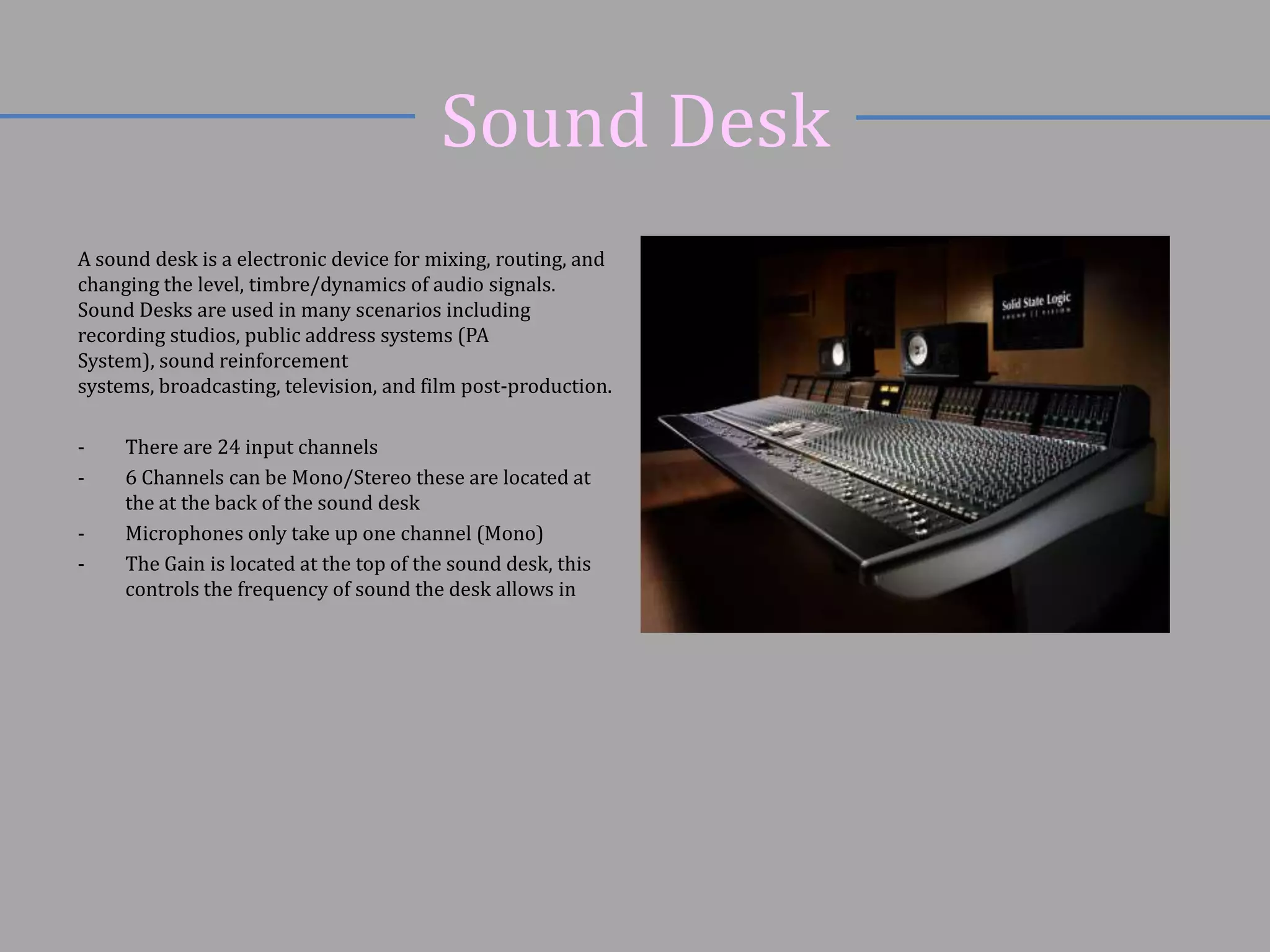 Unit 65 technnical stage operations - sound | PPT