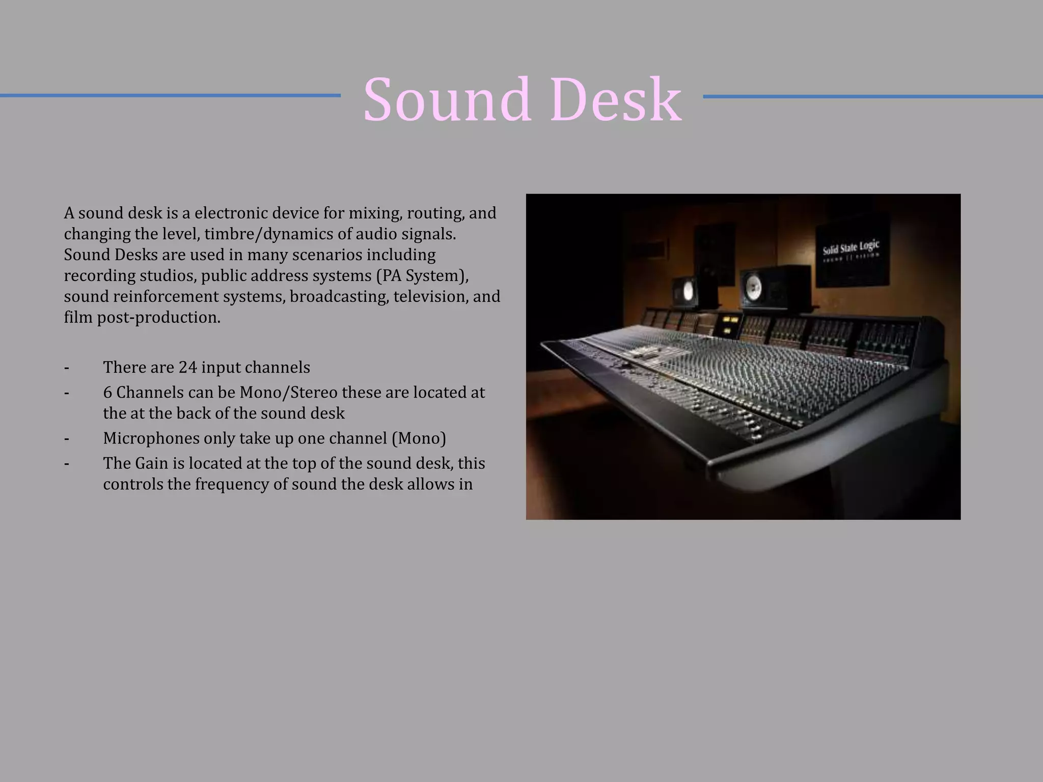 Unit 65 technnical stage operations - sound | PPTX