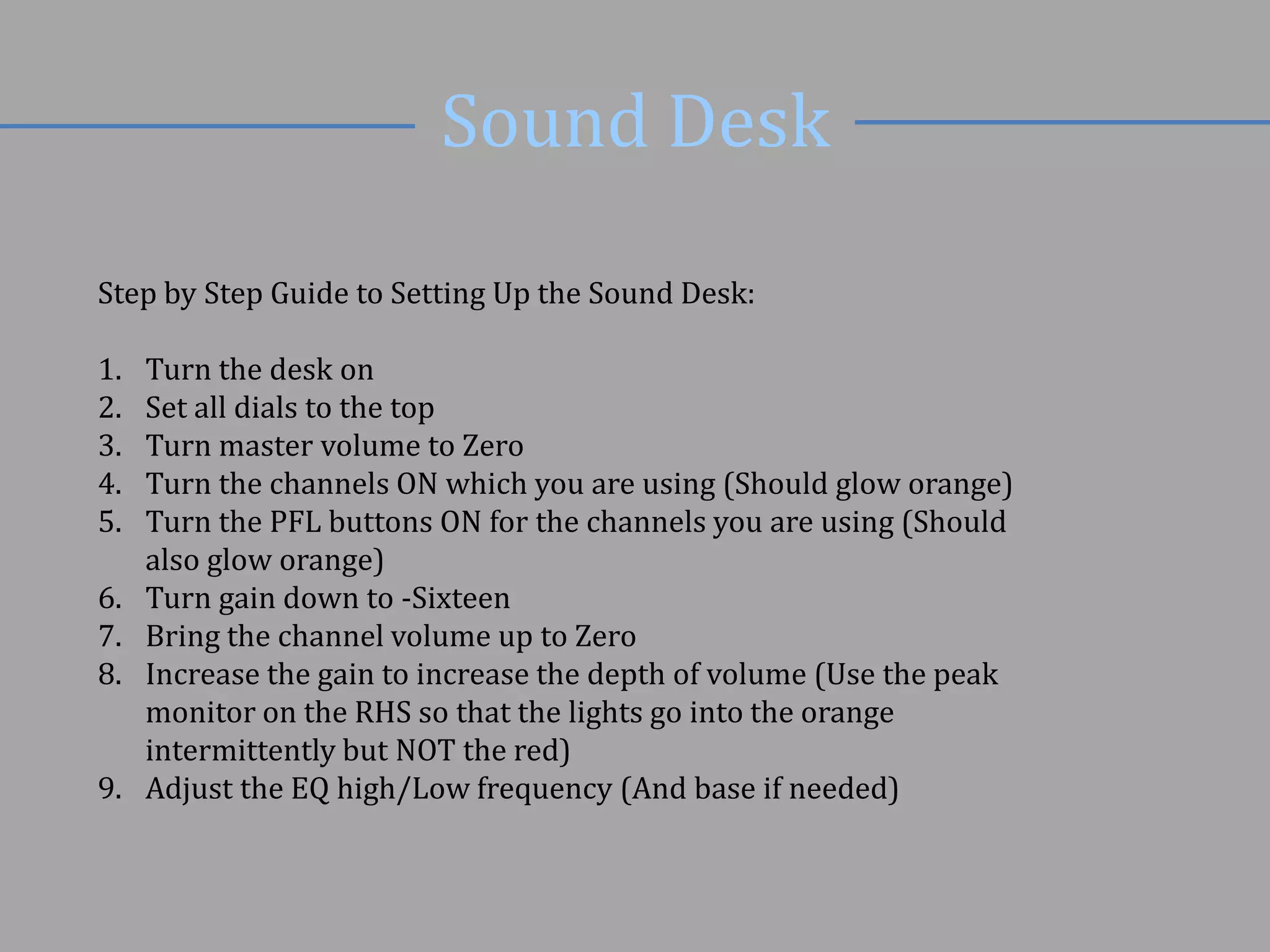 Unit 65 technnical stage operations - sound | PPTX