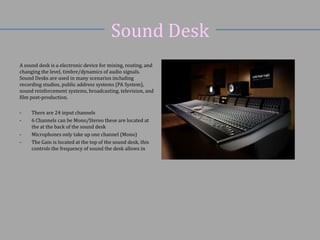 Unit 65 technnical stage operations - sound | PPTX