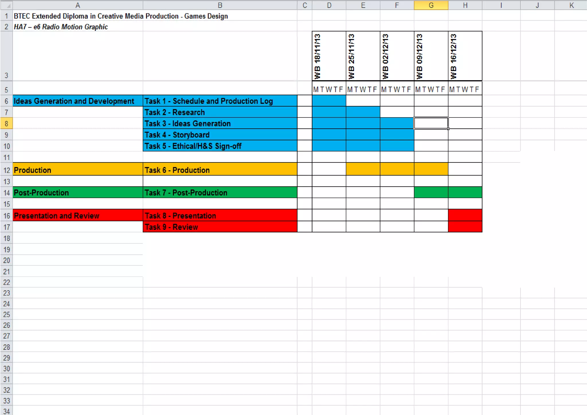 Unit 67 timetable | DOCX