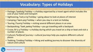 English A2 - RELAXING HOLIDAY VOCABULARY | PPTX