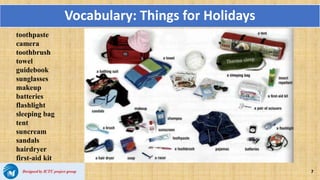 English A2 - RELAXING HOLIDAY VOCABULARY | PPTX