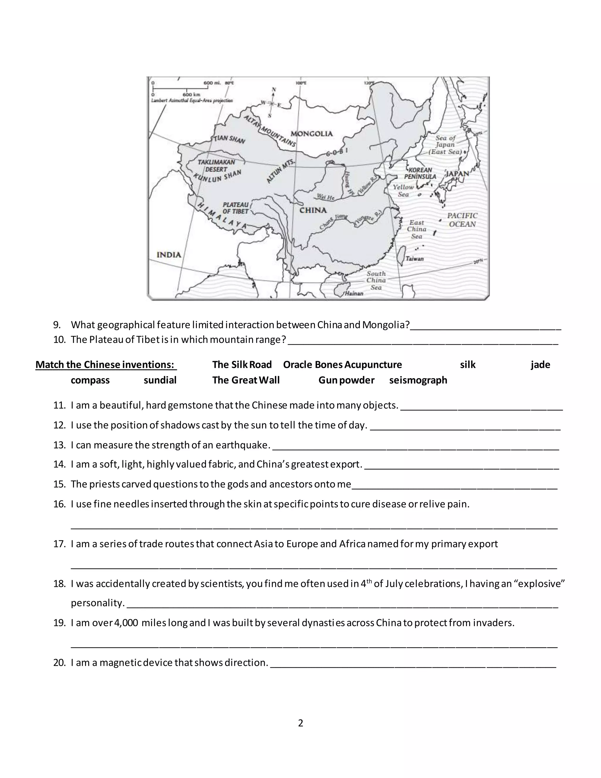 Unit 6 china study guide | PDF