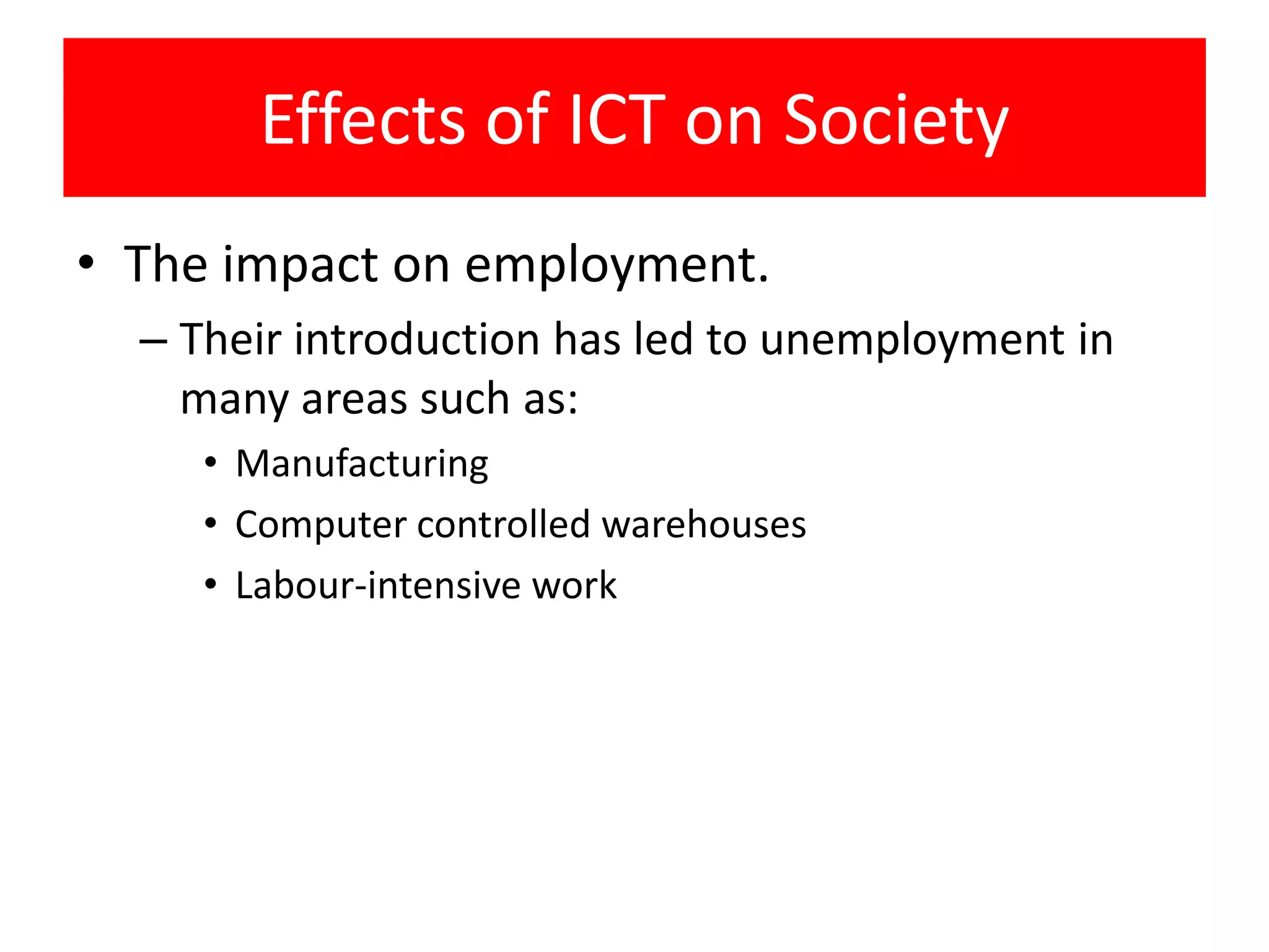 iGCSE Theory Unit 6 – Effects of Using ICT | PPTX