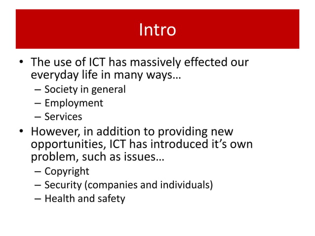 iGCSE Theory Unit 6 – Effects of Using ICT | PPTX | Internet | Computing