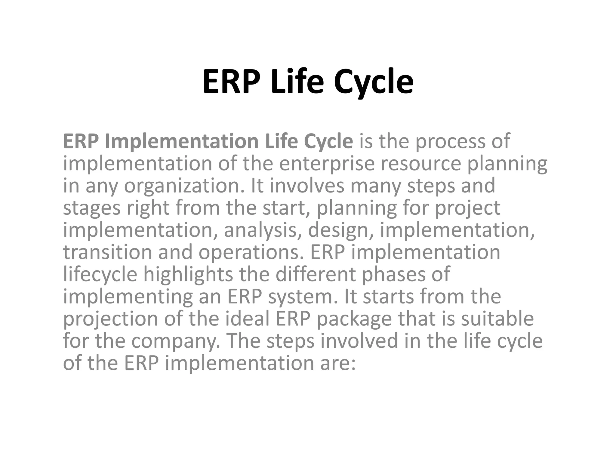 Unit 6 erp life cycle | PPT