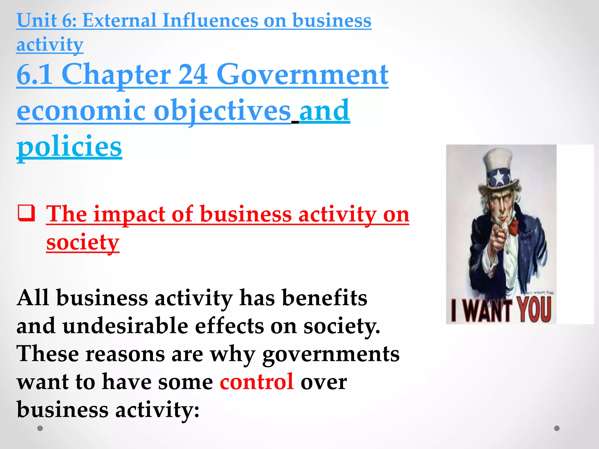 Unit 6 external influences on business activity ppt | PPTX