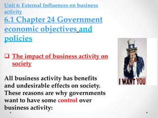 Unit 6 external influences on business activity ppt | PPTX