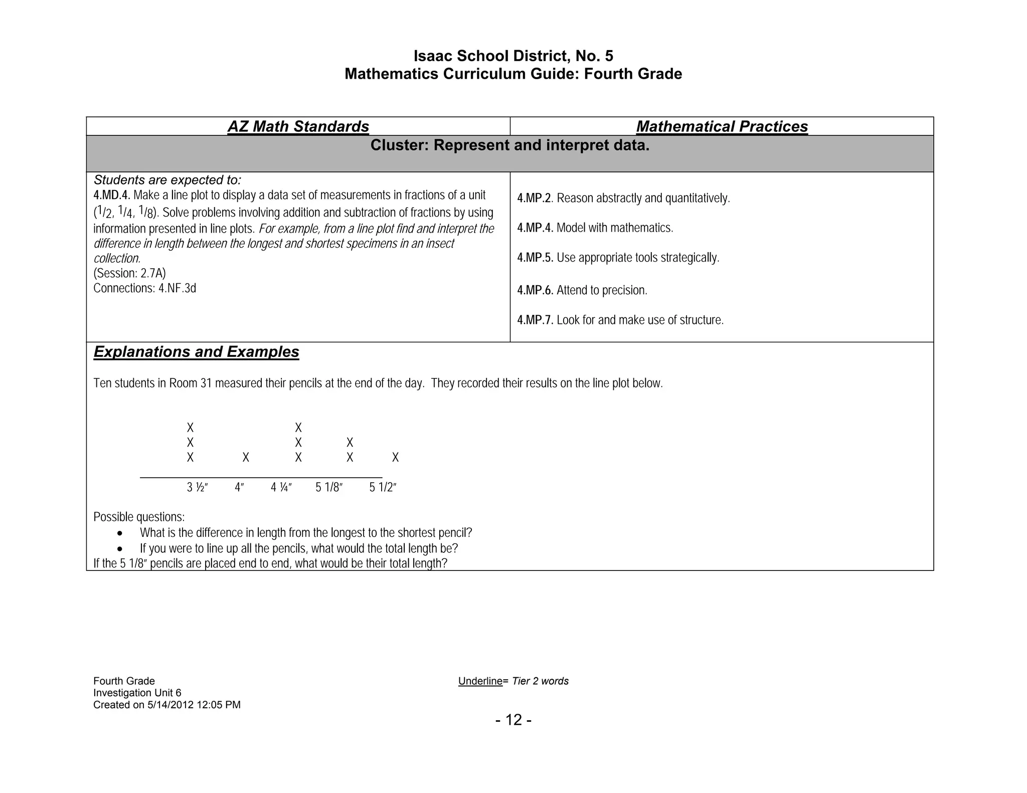 Unit 6 Fourth Grade 2012 2013 | PDF
