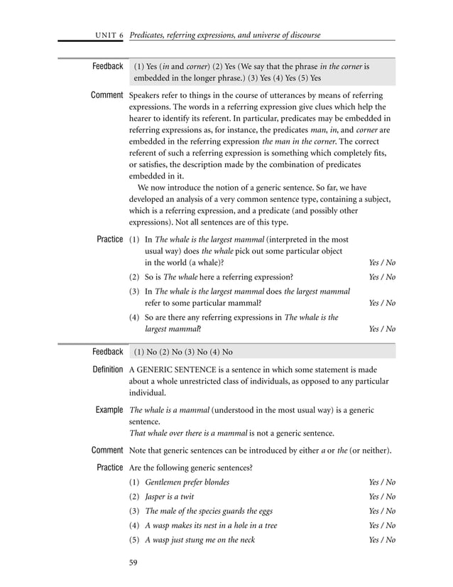 Unit 6 generic sentences | PDF
