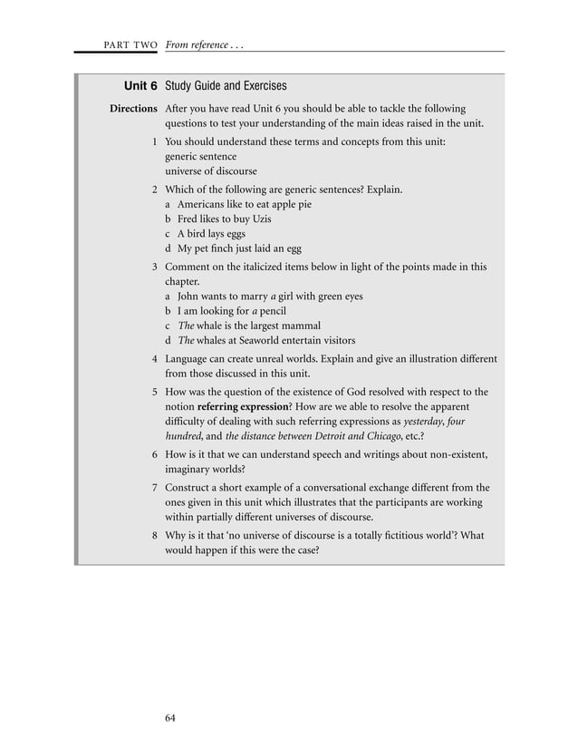 Unit 6 generic sentences | PDF