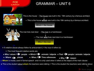 Unit 6 Grammar Contents | PPT | Education