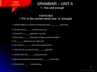 Unit 6 Grammar Contents | PPT | Education