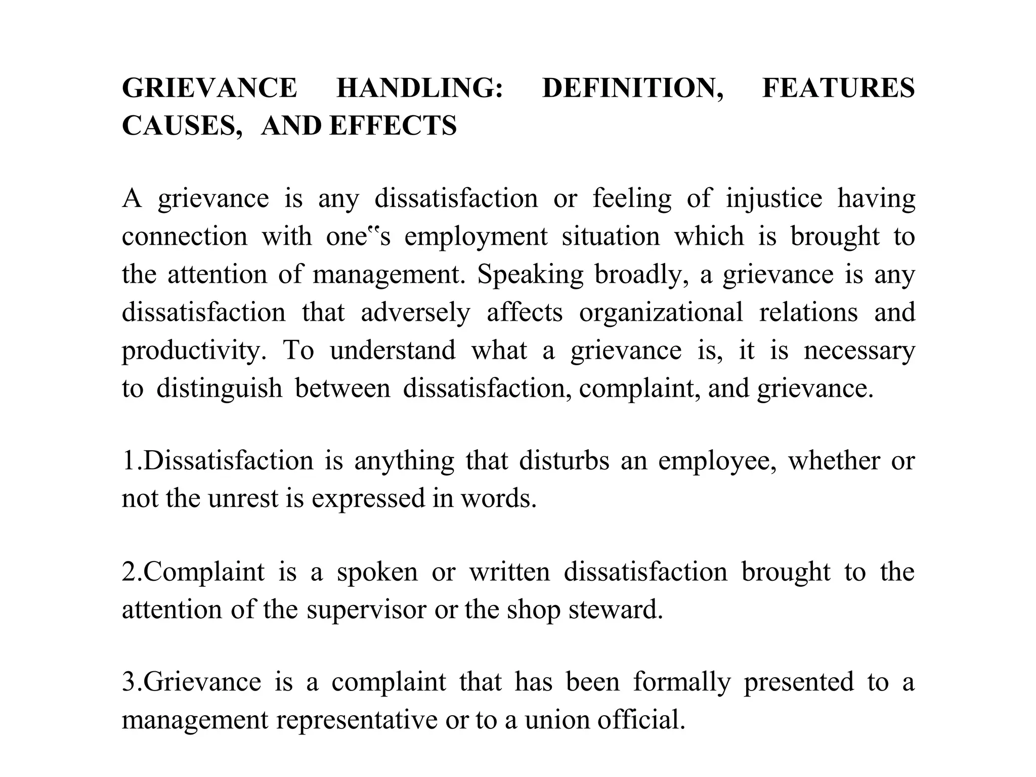 HRM: Grievance , sources of grievance, and its Handling Methods | PPTX