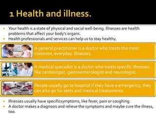 Unit 6 health and illness. | PPTX