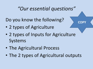 Sec 2 Unit 6 introducing agriculture | PPTX