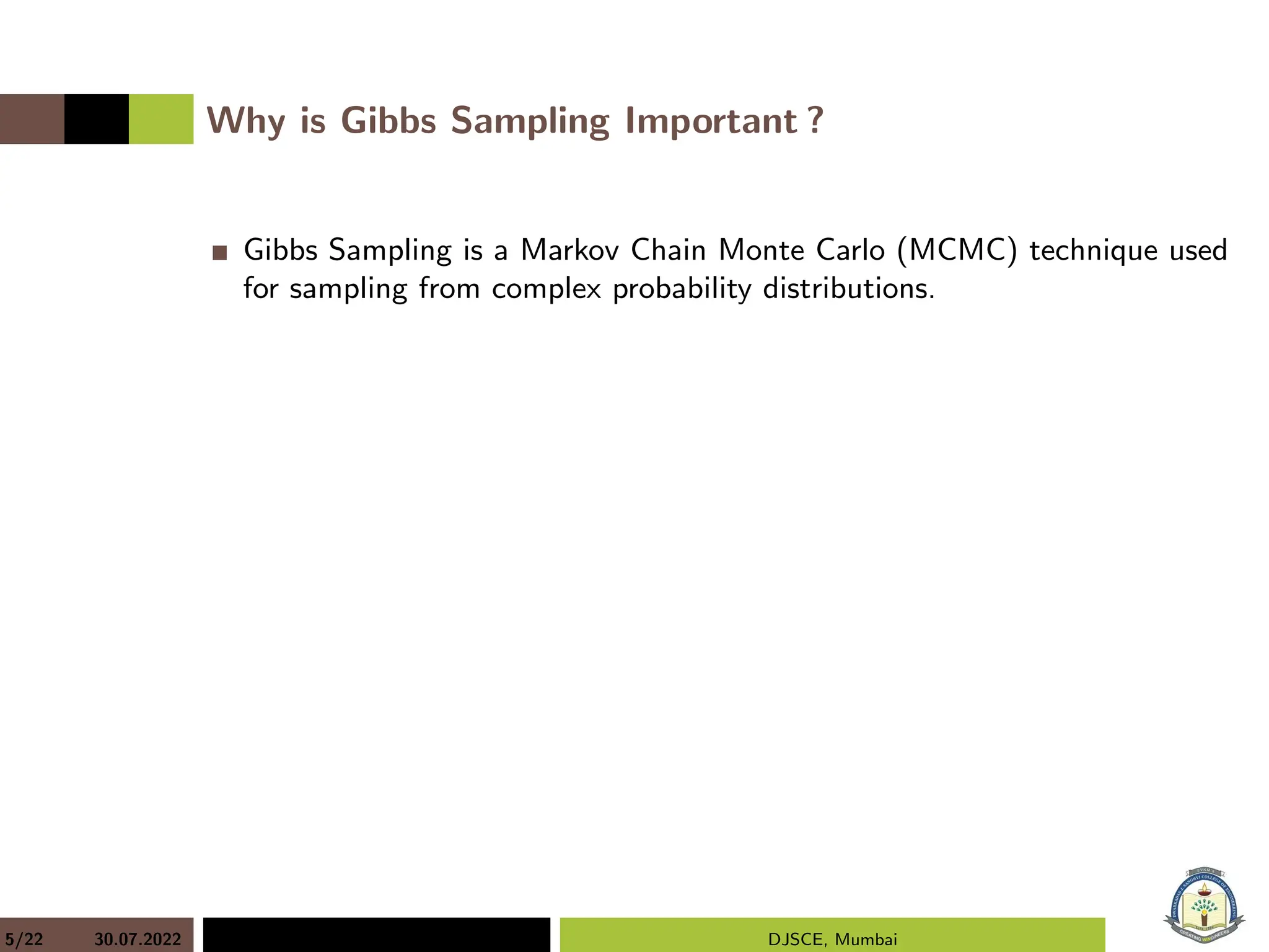 Gibbs sampling is a Markov Chain Monte Carlo (MCMC) | PDF