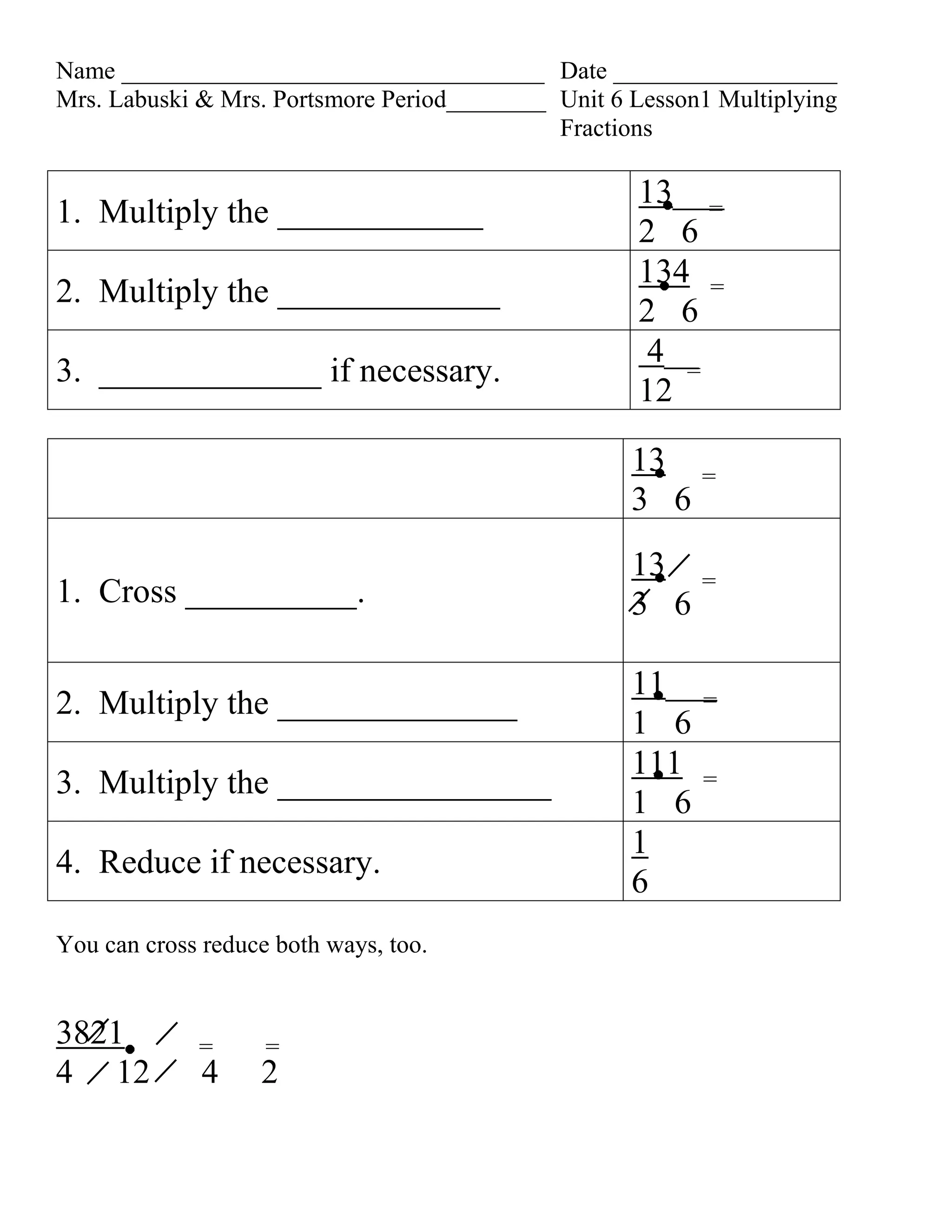 Unit 6 lesson 1 mulitplying fractions | PDF