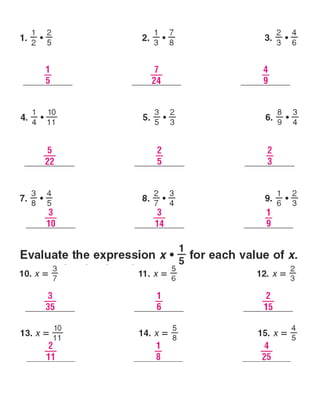 Unit 6 lesson 1 mulitplying fractions | PDF