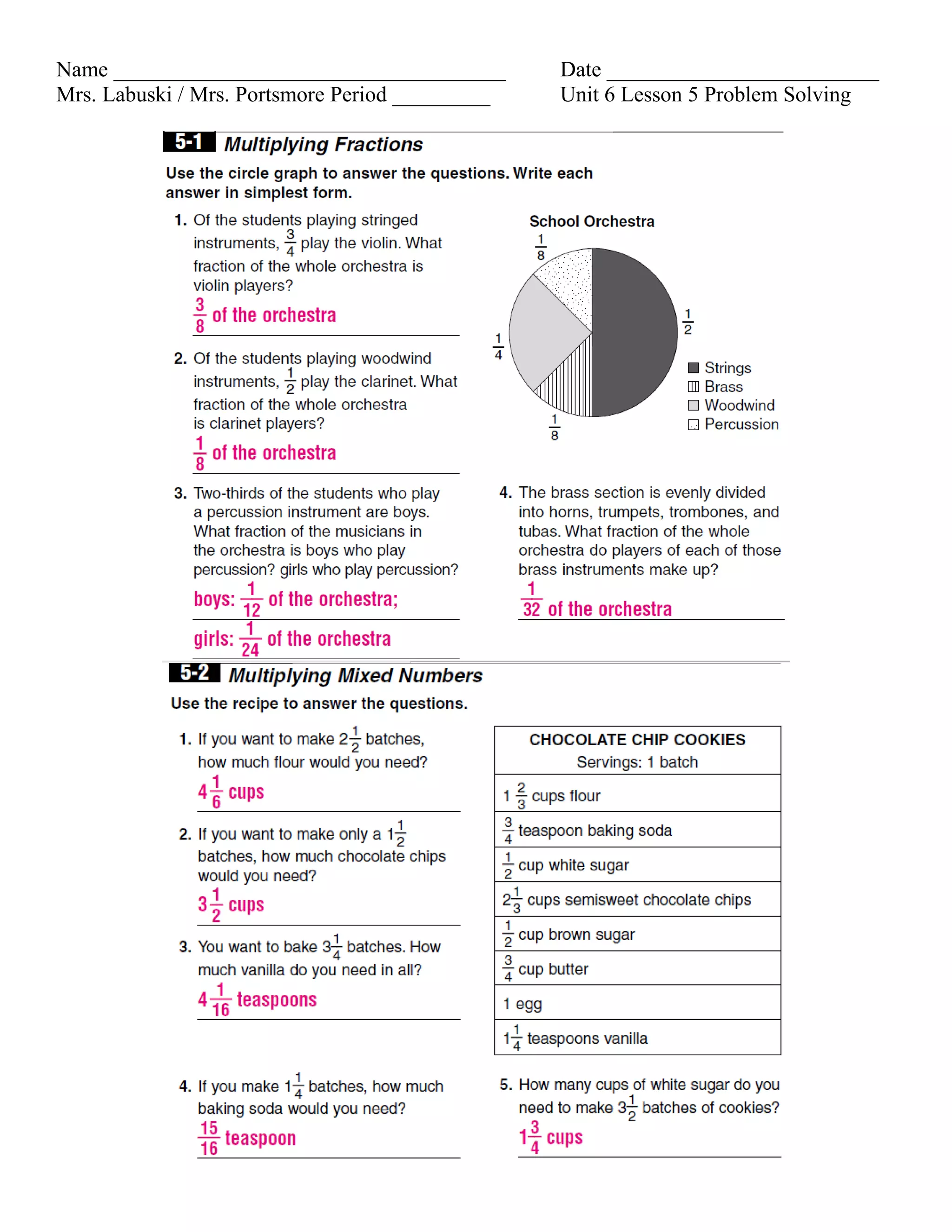 Unit 6 lesson 5 problem solving | DOC | Homework and Study | Education