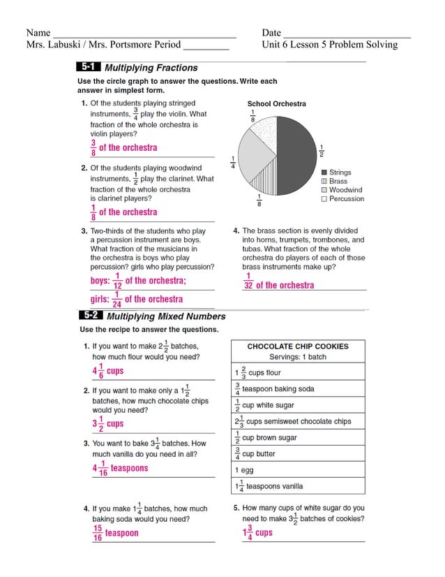 Unit 6 lesson 5 problem solving | DOC | Homework and Study | Education