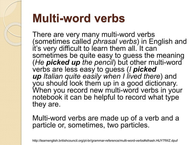 E3 Unit 6 multi word verbs | PPTX