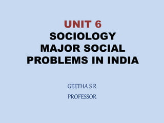 unit 6 SOCIOLOGY SOCIAL PROBLEMS- Poverty and Unemployment | PPTX