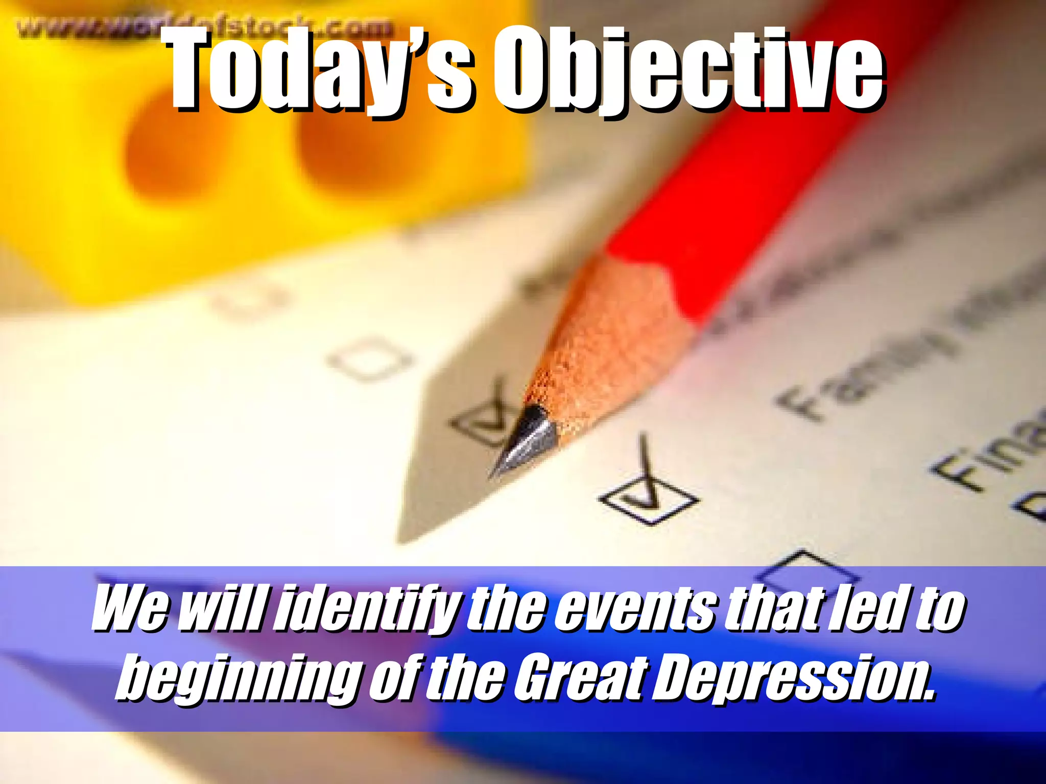 Unit 6 powerpoint #2 (the great depression causes of the great ...
