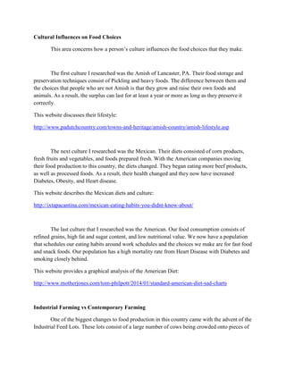 Unit 6 project- Contemporary Diet and Nutrition | PDF