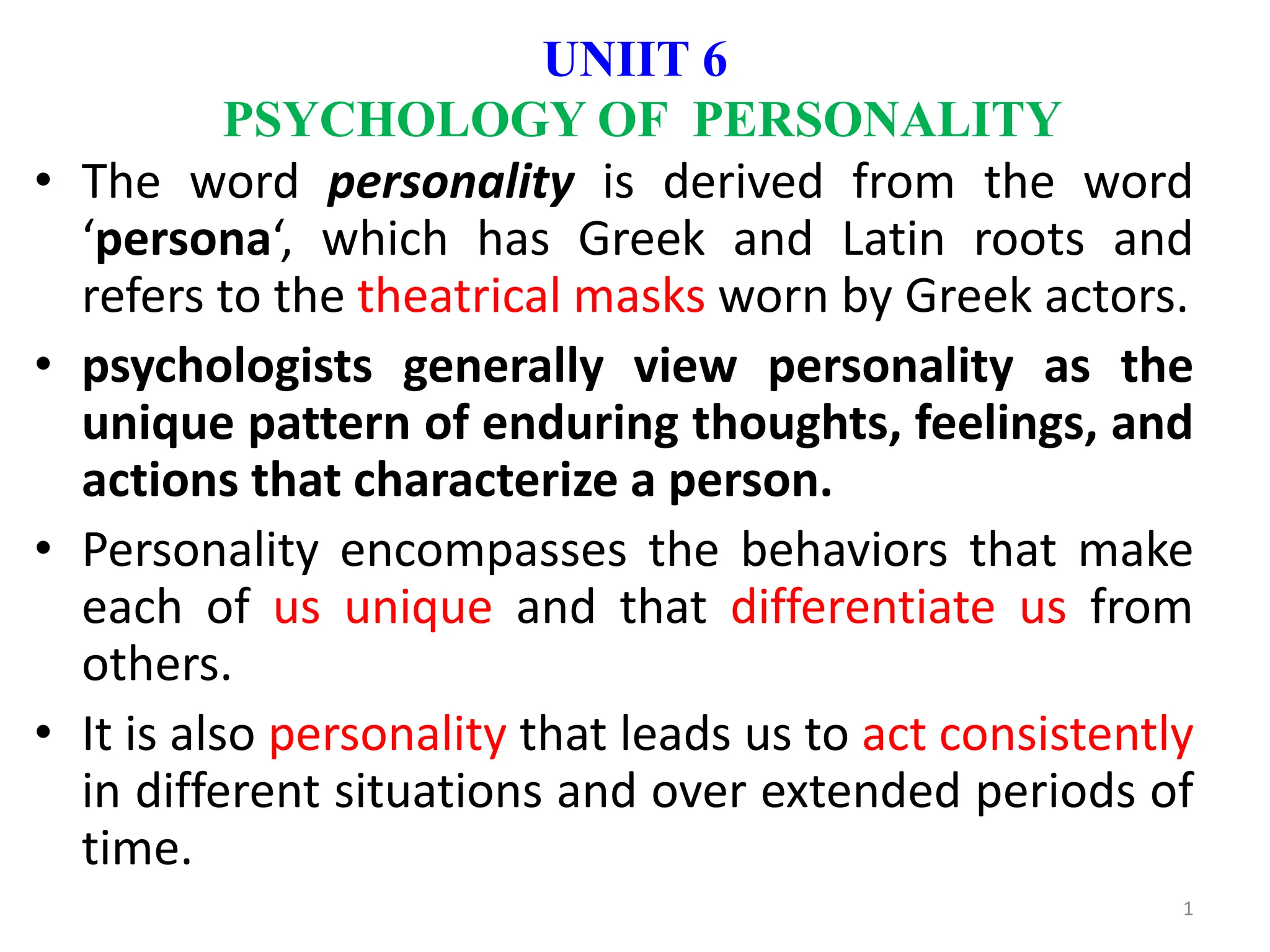 UNIT 6 Psychology of Personality.wsufreshman | PPTX