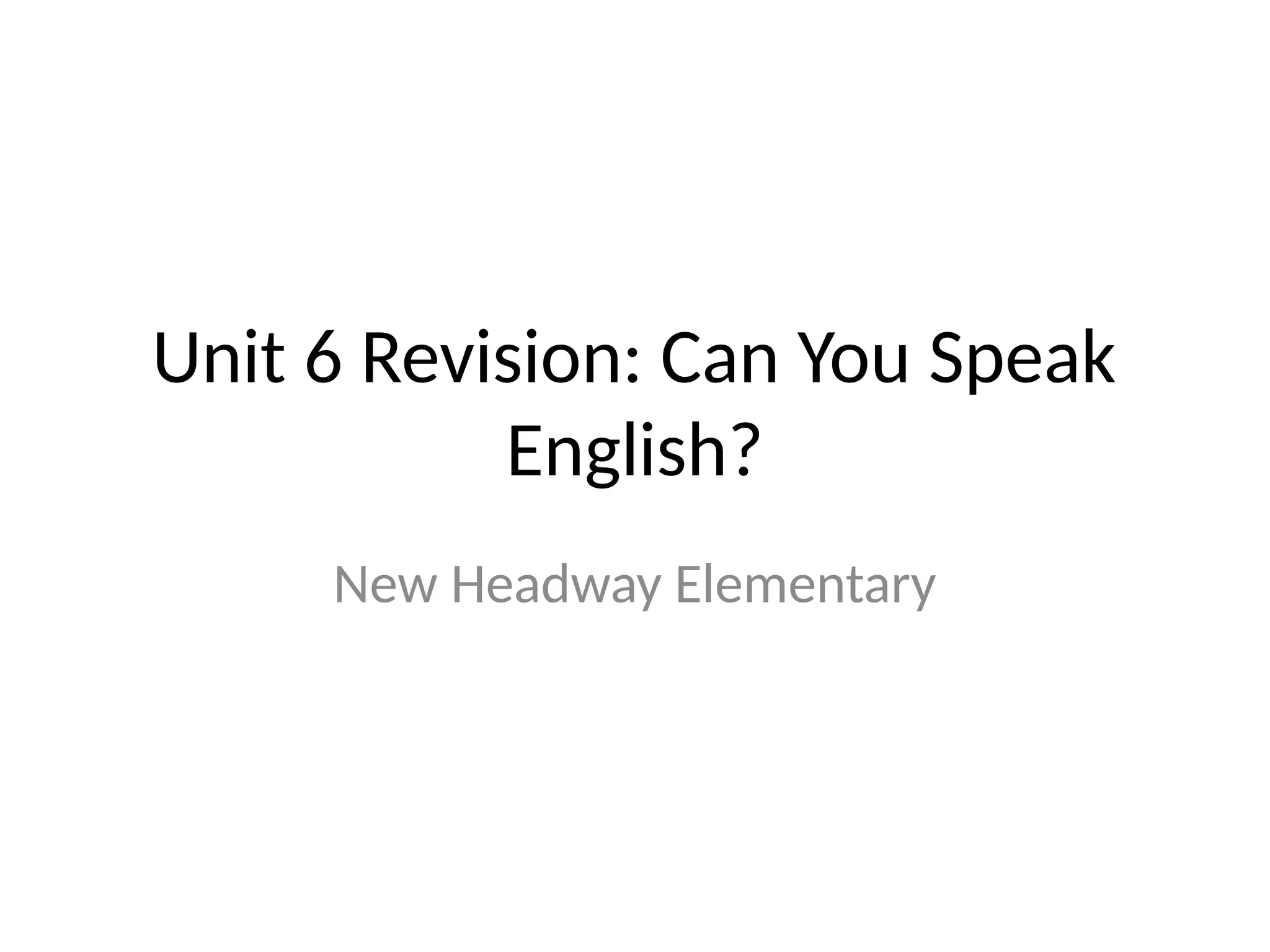 Unit 6 Revision & Safety Talk Presentation | PPTX