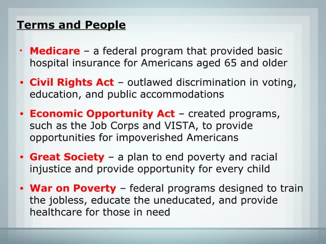 Unit 6 section 1 lesson 2 johnsons great society | PPT | Civic affairs ...