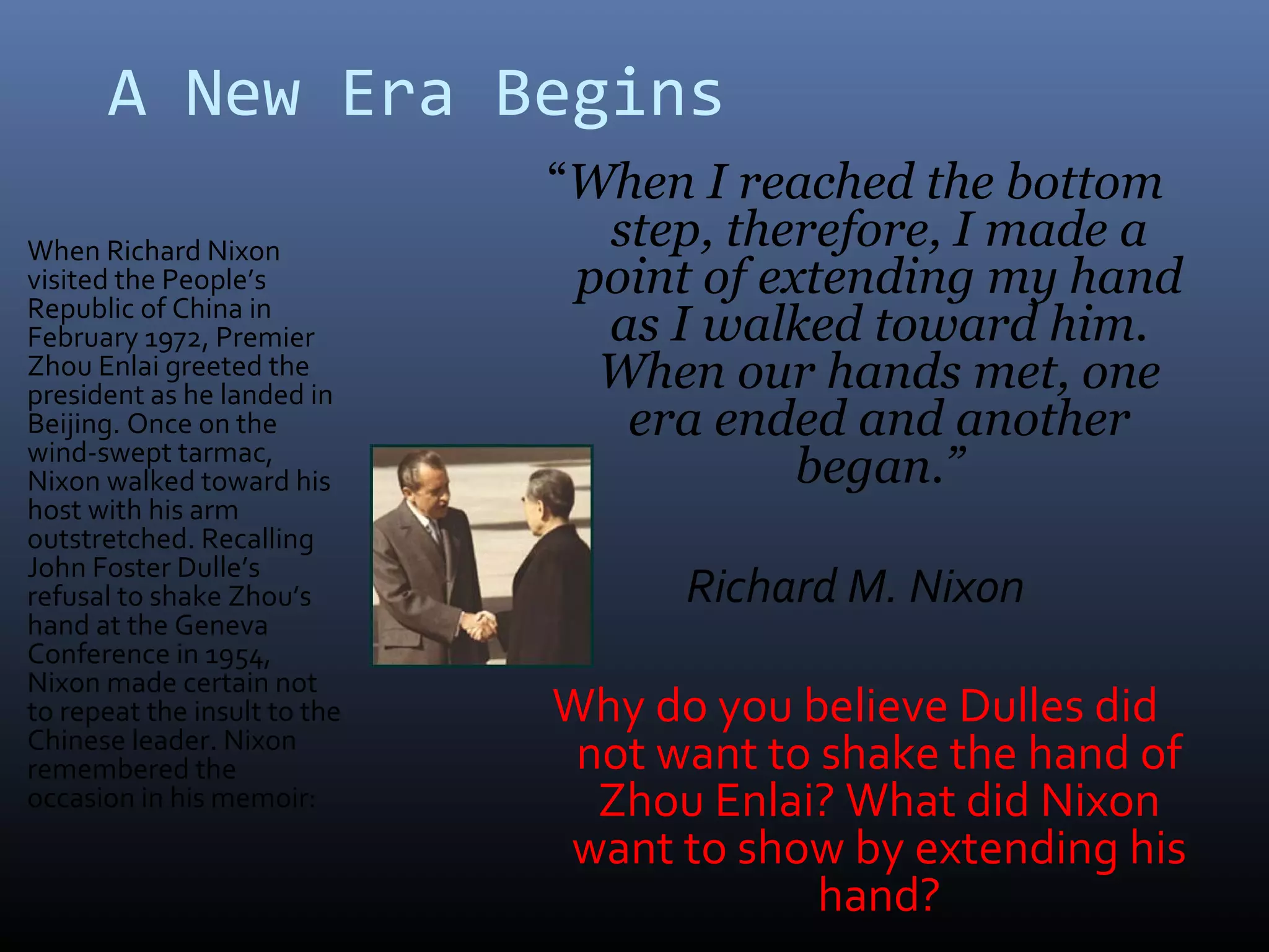 Unit 6 section 2 lesson 5 nixon and the cold war | PPT