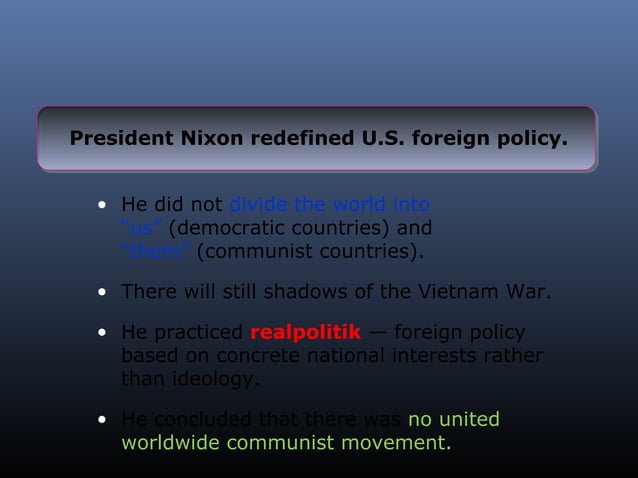 Unit 6 section 2 lesson 5 nixon and the cold war | PPT