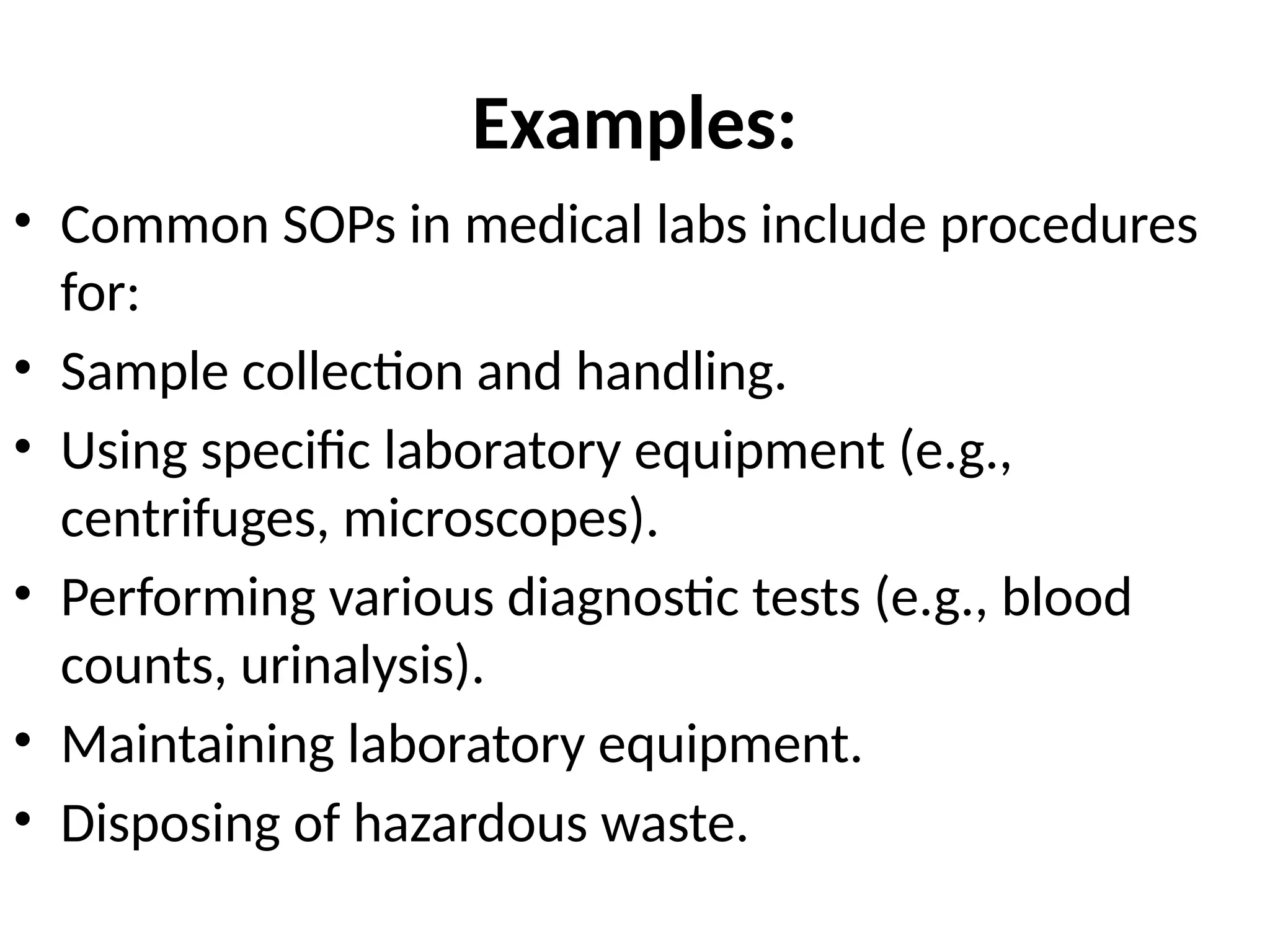 Standard operating procedures (SOPs) for medical laboratory | PPTX