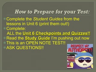 Unit 6 test review | PPT