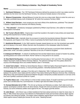 Unit 6 vocab list | PDF