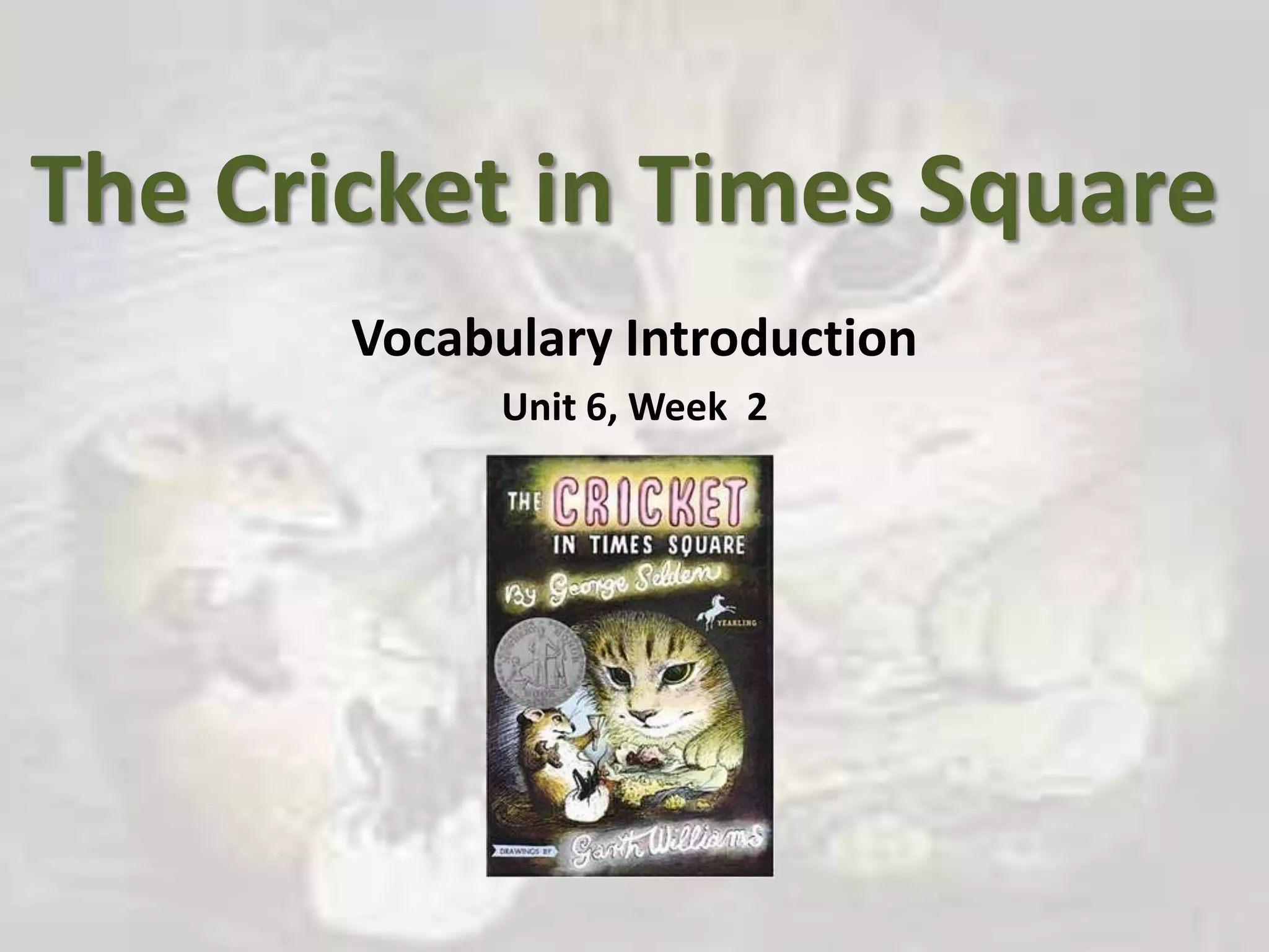 Unit6wk2 part2 vocabulary introduction cricketin timessquare | PPT