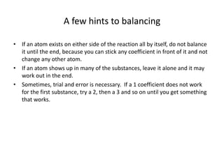 Unit 7 1 balancing equations | PPTX