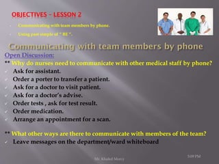 English for Nursing 1 - Unit 7 - PowerPoint / Part 2 | PPTX