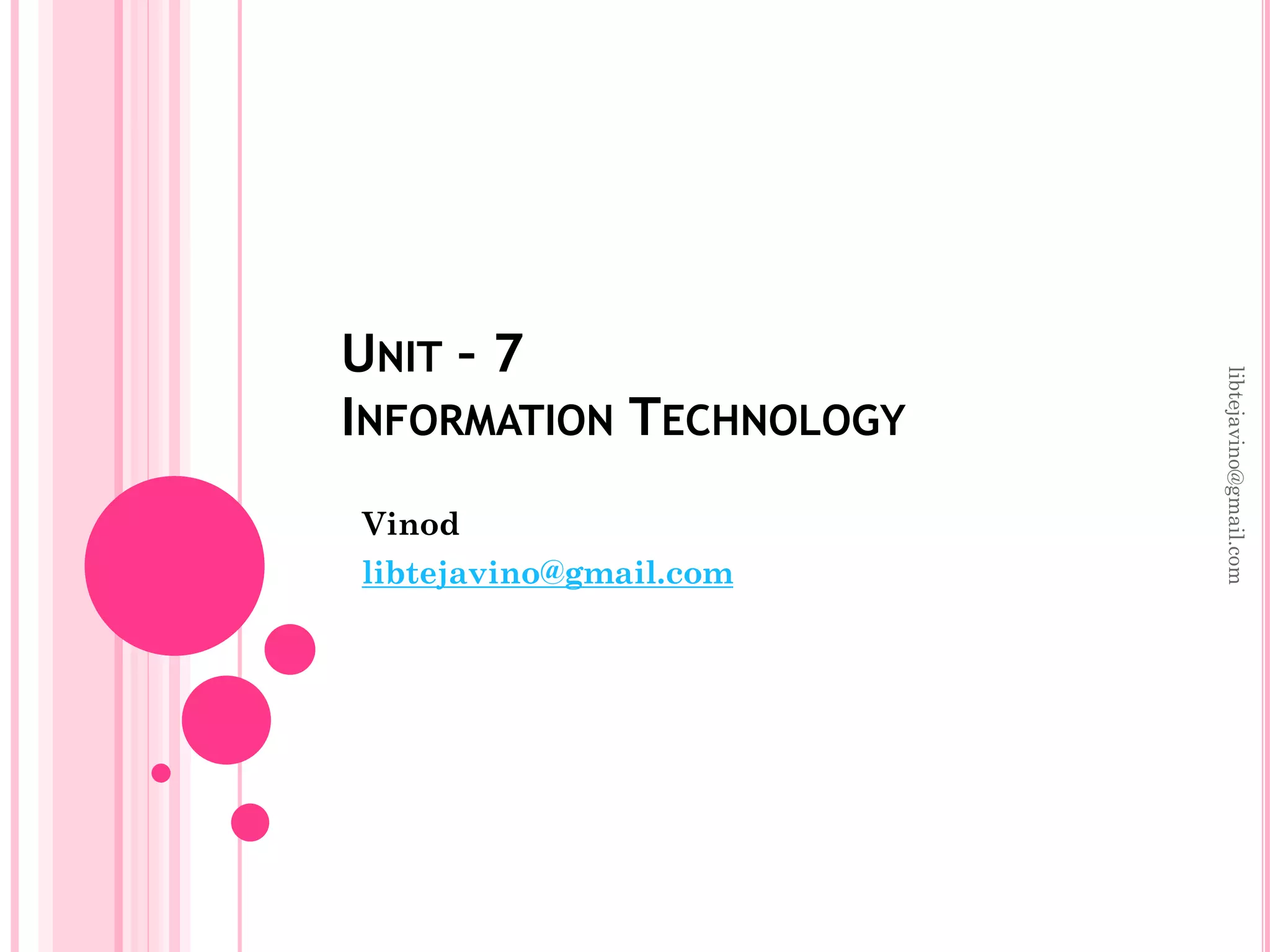 UGC NET - Unit 7 (INFORMATION TECHNOLOGY) | PDF