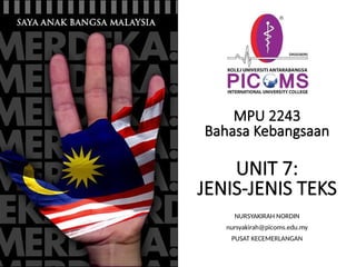UNIT 7.Jenis-Jenis Teks Bahasa Melayupptx | PPT